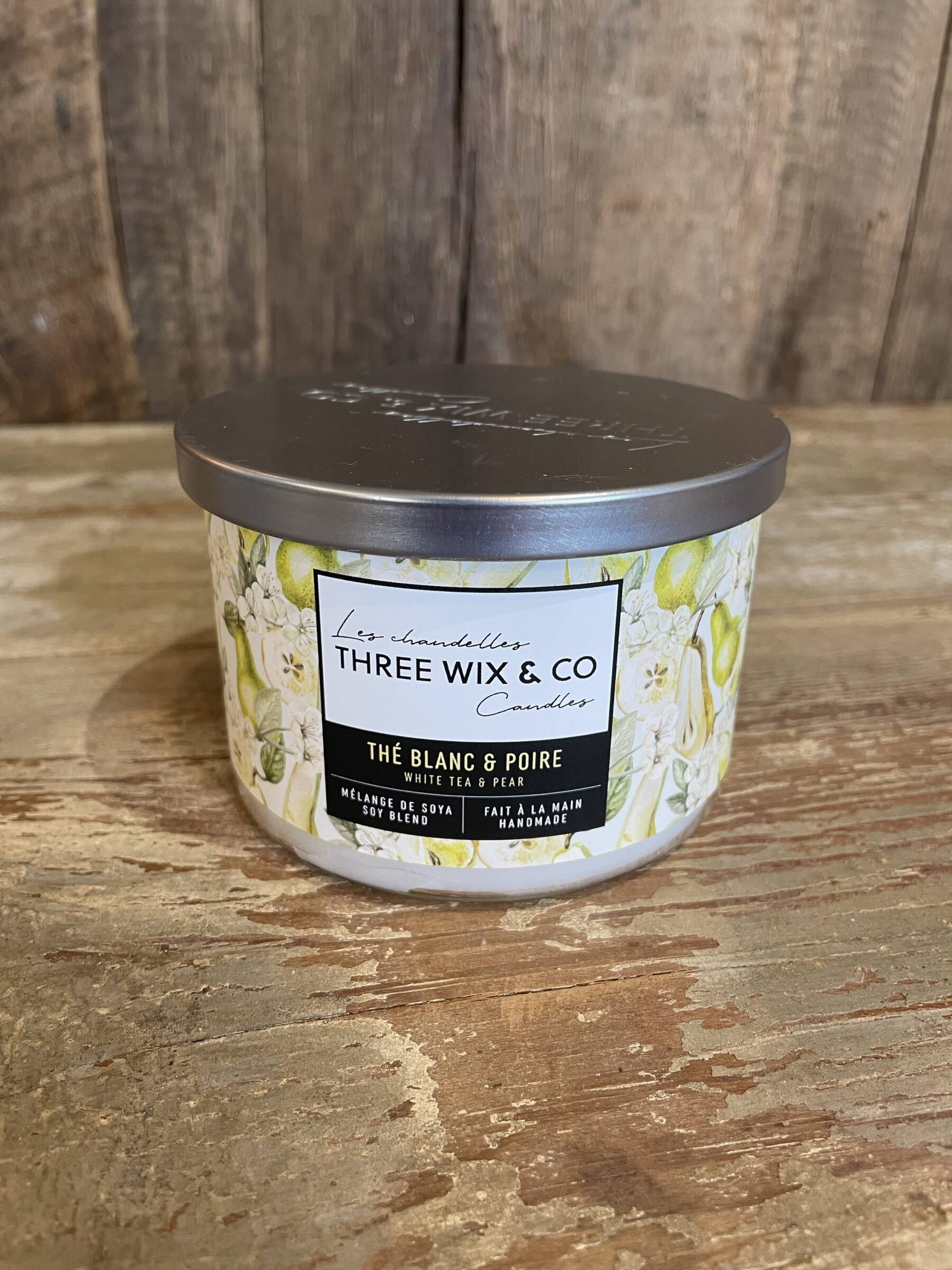 Chandelle thé blanc et poire 3 mèches - Boutique Q4